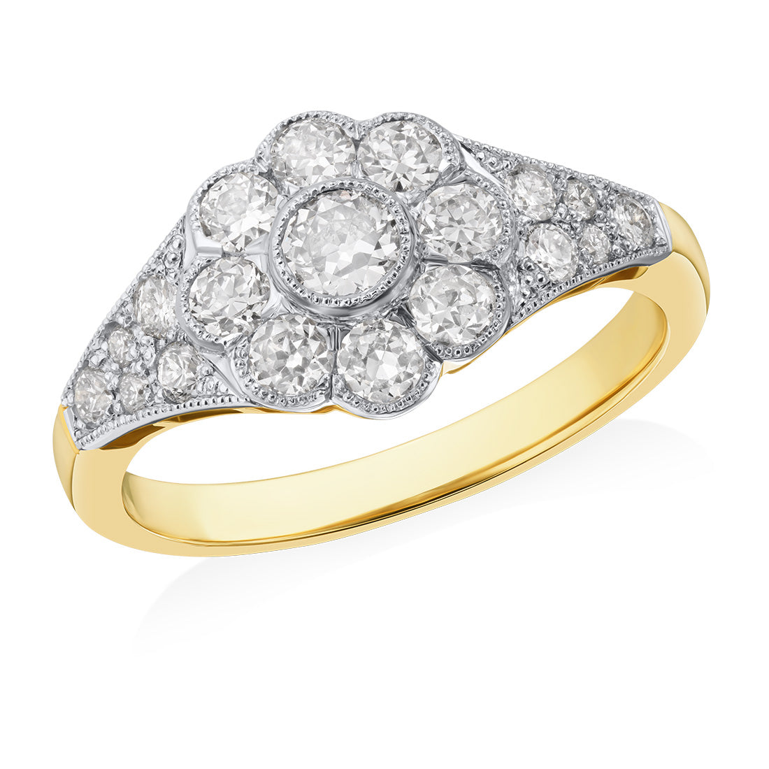 Pre-Owned Remodelled 18ct Yellow Gold and Platinum Milgrain Edge Rub S ...