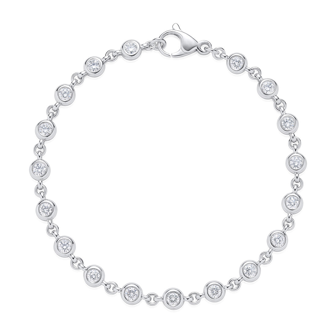 18ct White Gold Rub Set Diamond Chain Link Bracelet – Mallory