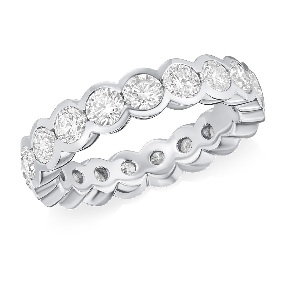 Platinum Rub Set Round Brilliant Cut Diamond Full Eternity Ring – Mallory