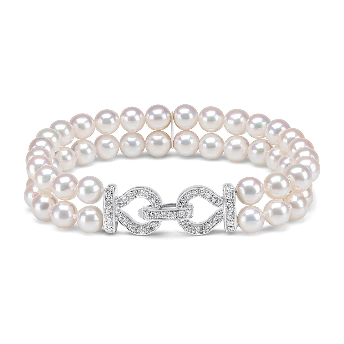 18ct White Gold Akoya Cultured Pearl Two Strand Bracelet – Mallory