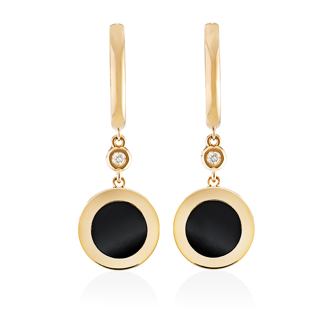 18ct Rose Gold Onyx Drop Earrings with a Hook and Hinge Fitting – Mallory