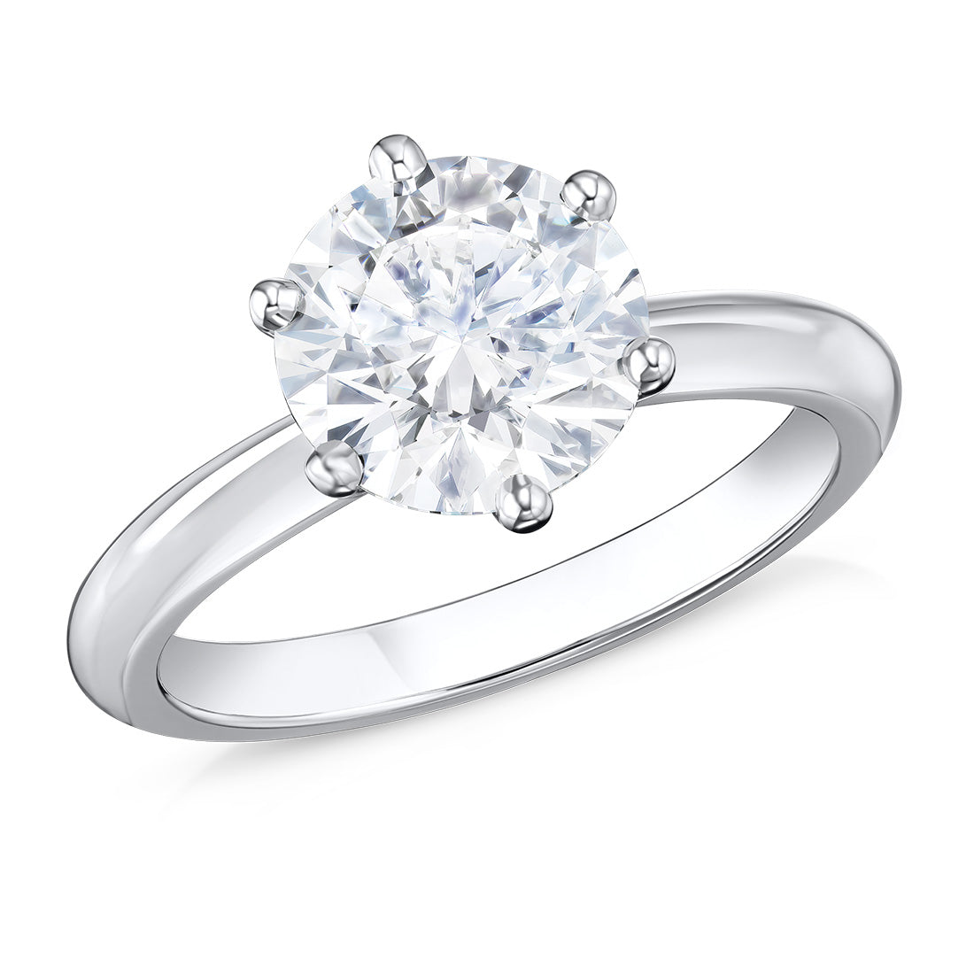 Mallory Venise Platinum Solitaire Six Claw Set Round Brilliant Cut Dia