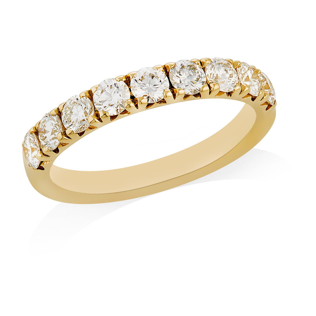 18ct Yellow Gold Four Claw Set Round Brilliant Cut Diamond Half Eterni ...