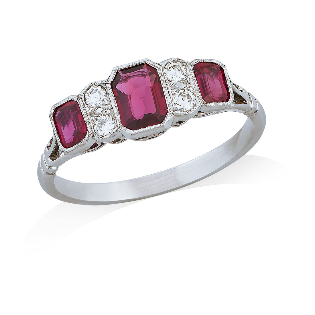 Pre-Owned Remodelled Platinum Seven Stone Milgrain Edge Rub Set Trap C ...