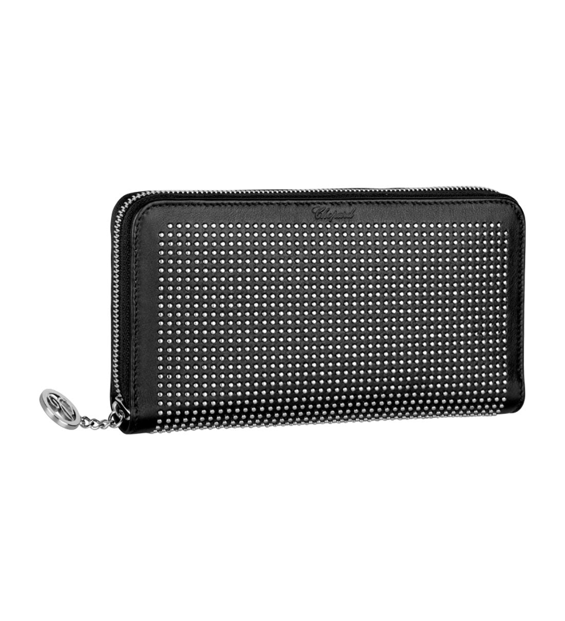 Chopard Caroline Black Silver Studded Calfskin Leather Medium Wallet ...