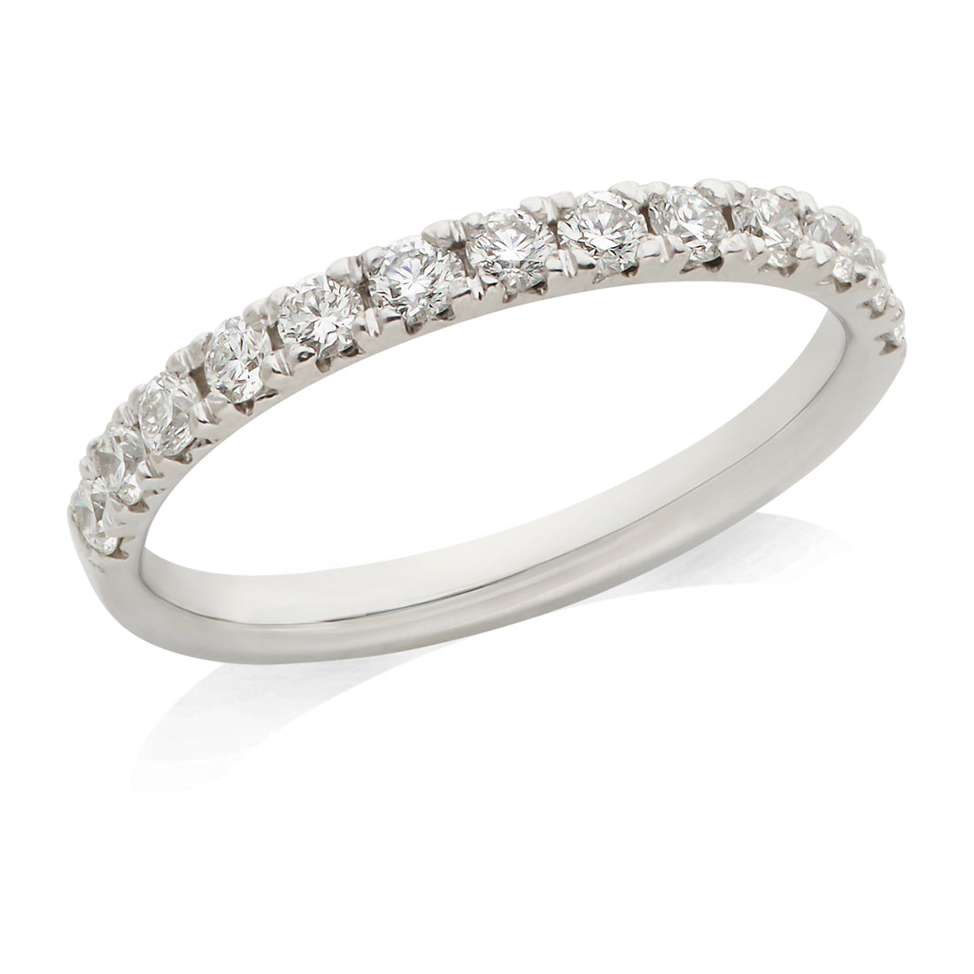 Platinum Four Claw Set Round Brilliant Cut Diamond Half Eternity Ring ...